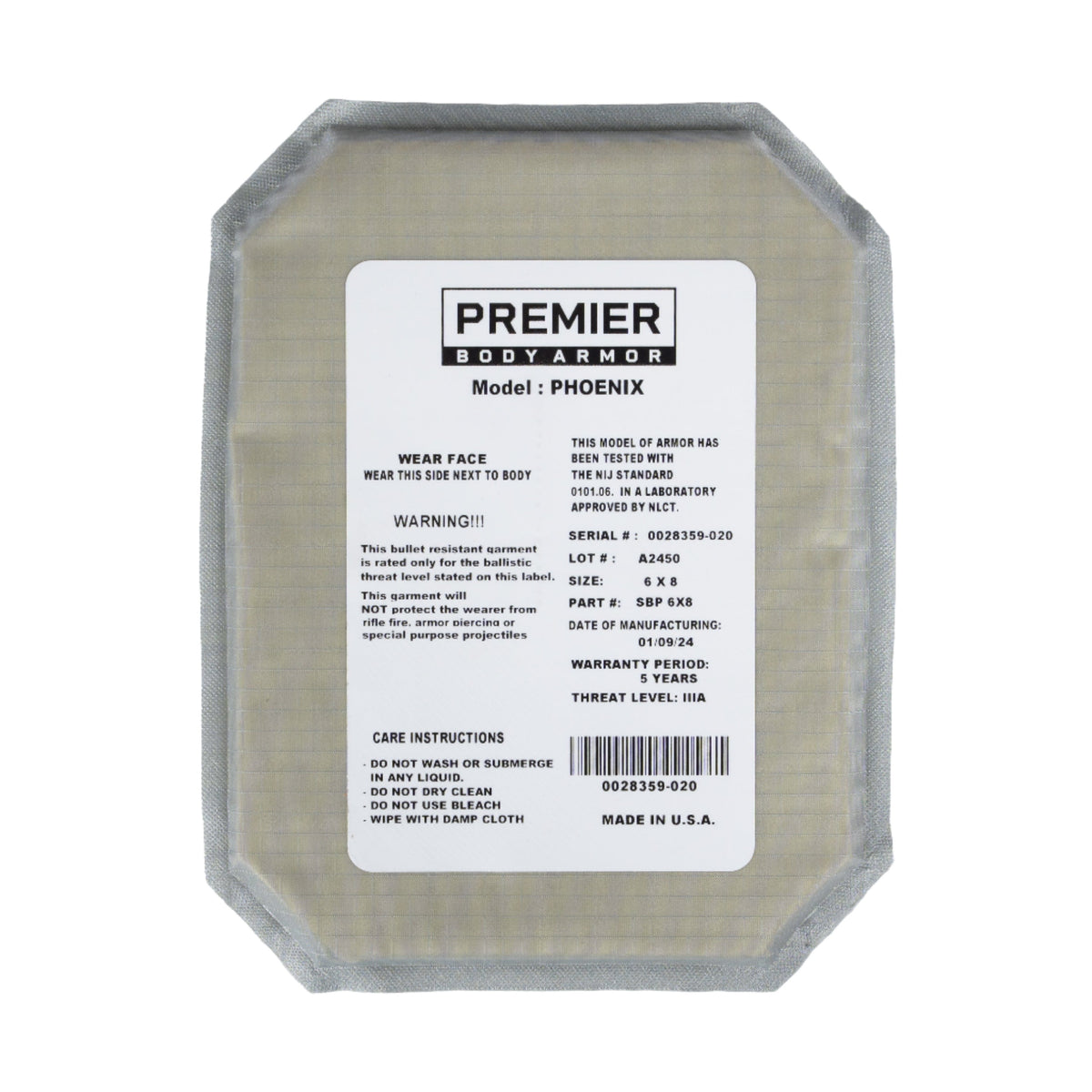 6x8 Level IIIA Cummerbund Armor Inserts | Extended Coverage ...
